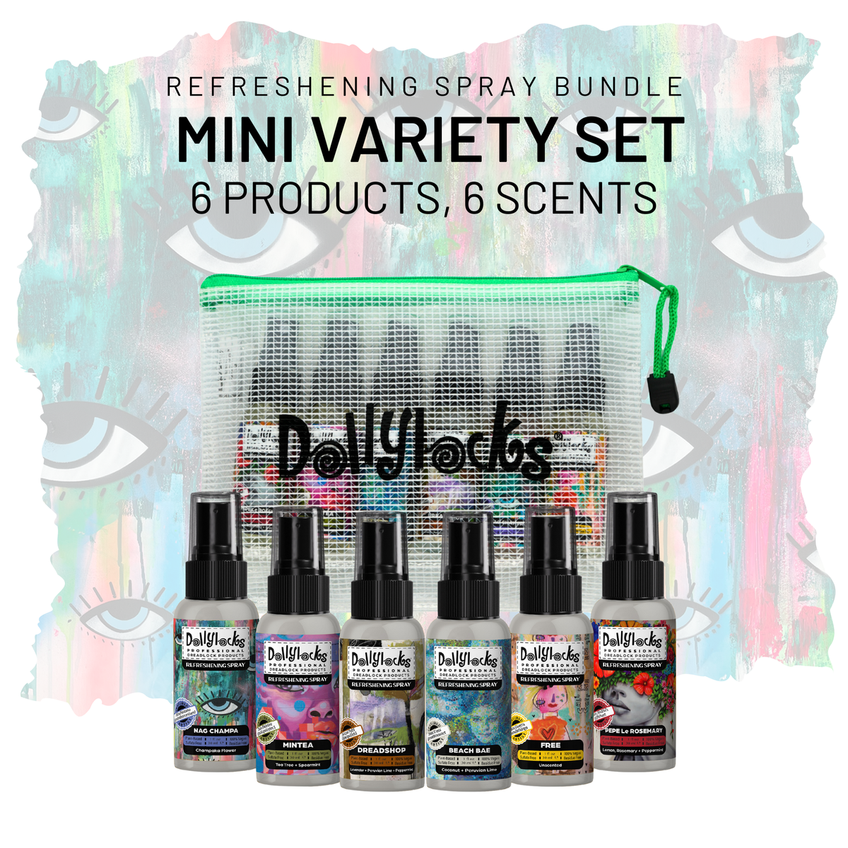 Dollylocks Refreshening Spray Bundle | Mini Variety Set | 6 Scents | S